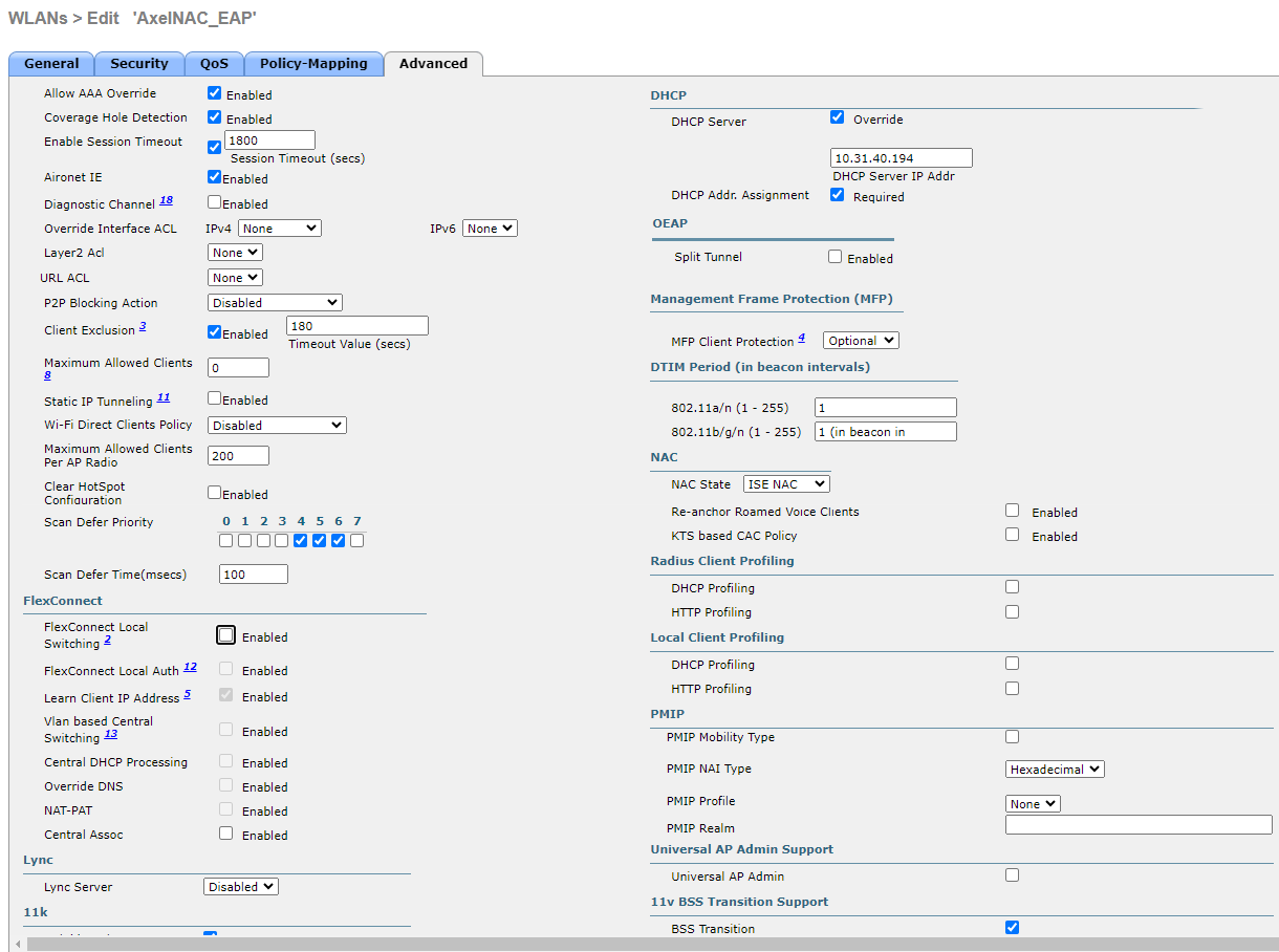 Интеграция AxelNAC с контроллерами беспроводного доступа Cisco WLC 5500 - Axel PRO :: База знаний